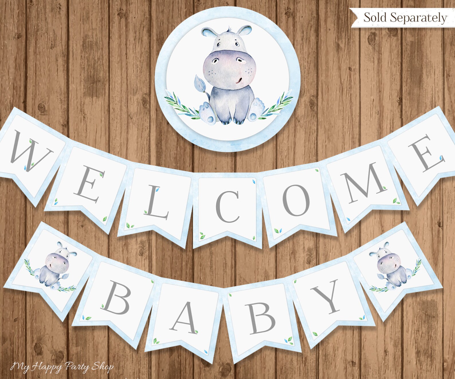 Hippo Thank You Tags PRINTABLE Cute Hippo Tags Blue Hippo - Etsy