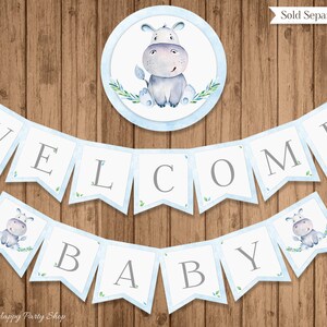 Hippo Thank You Tags, PRINTABLE, Cute Hippo Tags, Blue Hippo, Party ...