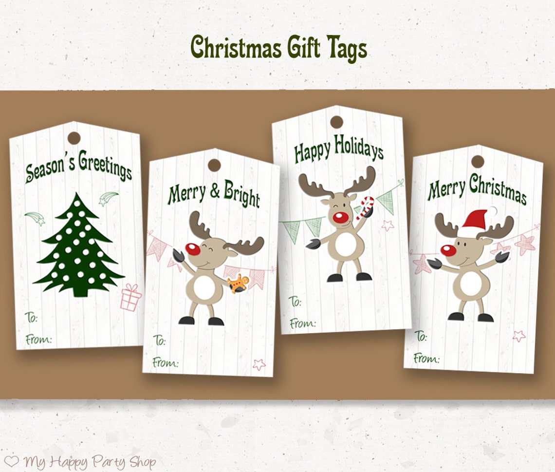 Christmas Gift Tags PRINTABLE Cute Deer Christmas Tags | Etsy