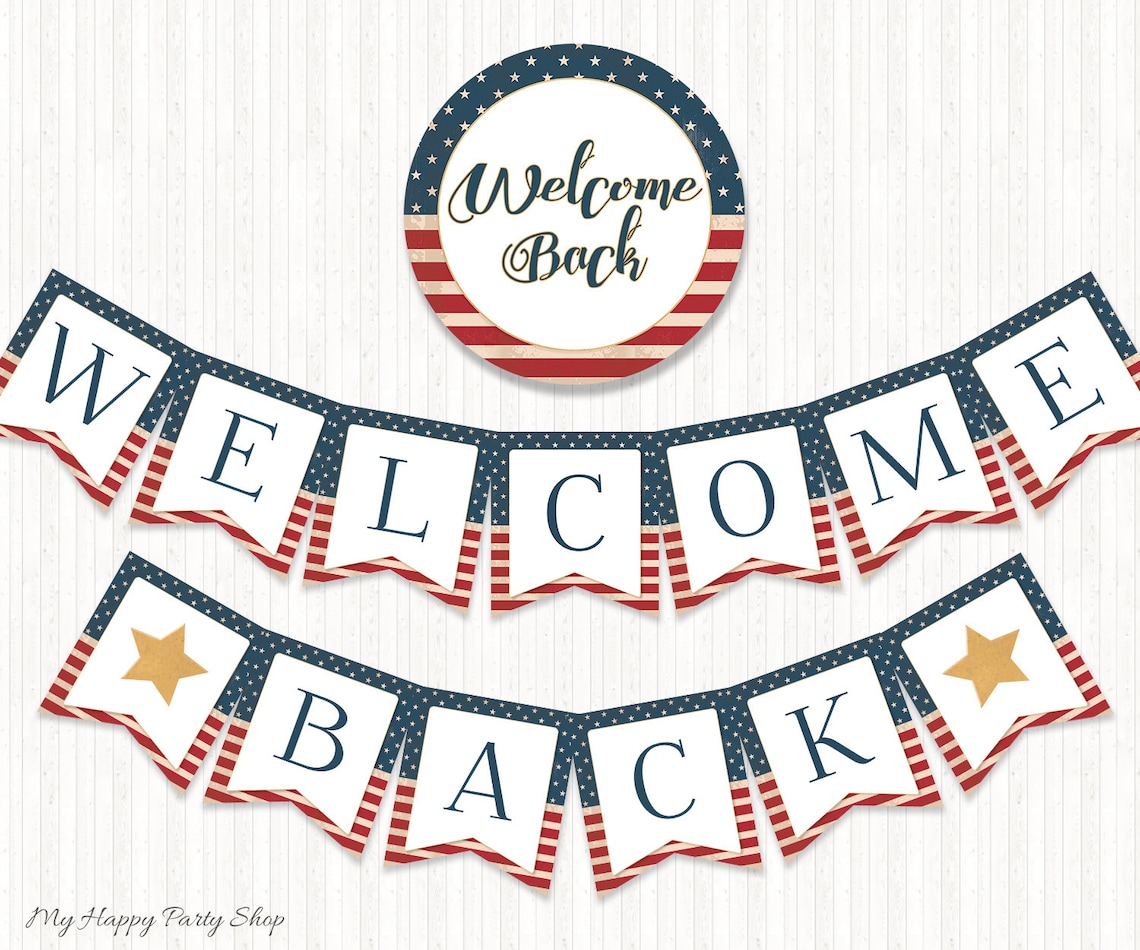 Welcome Back Banner America Flag Printable Military - Etsy