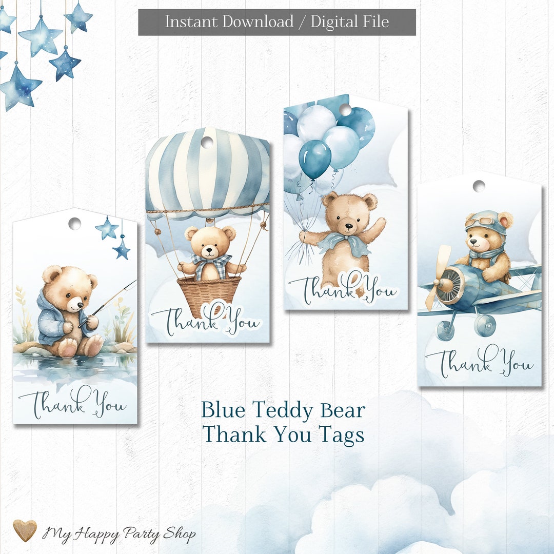 Teddy Bear Thank You Tags, PRINTABLE, Cute Teddy Bear Tags, Baby Shower ...