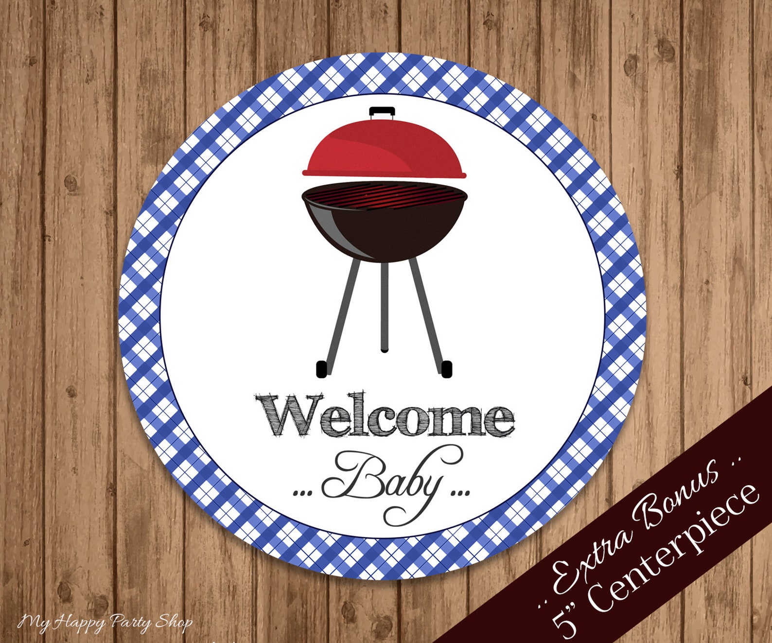 Blue Baby Q Shower Banner, Printable, BBQ Baby Shower Banner, Babyq ...