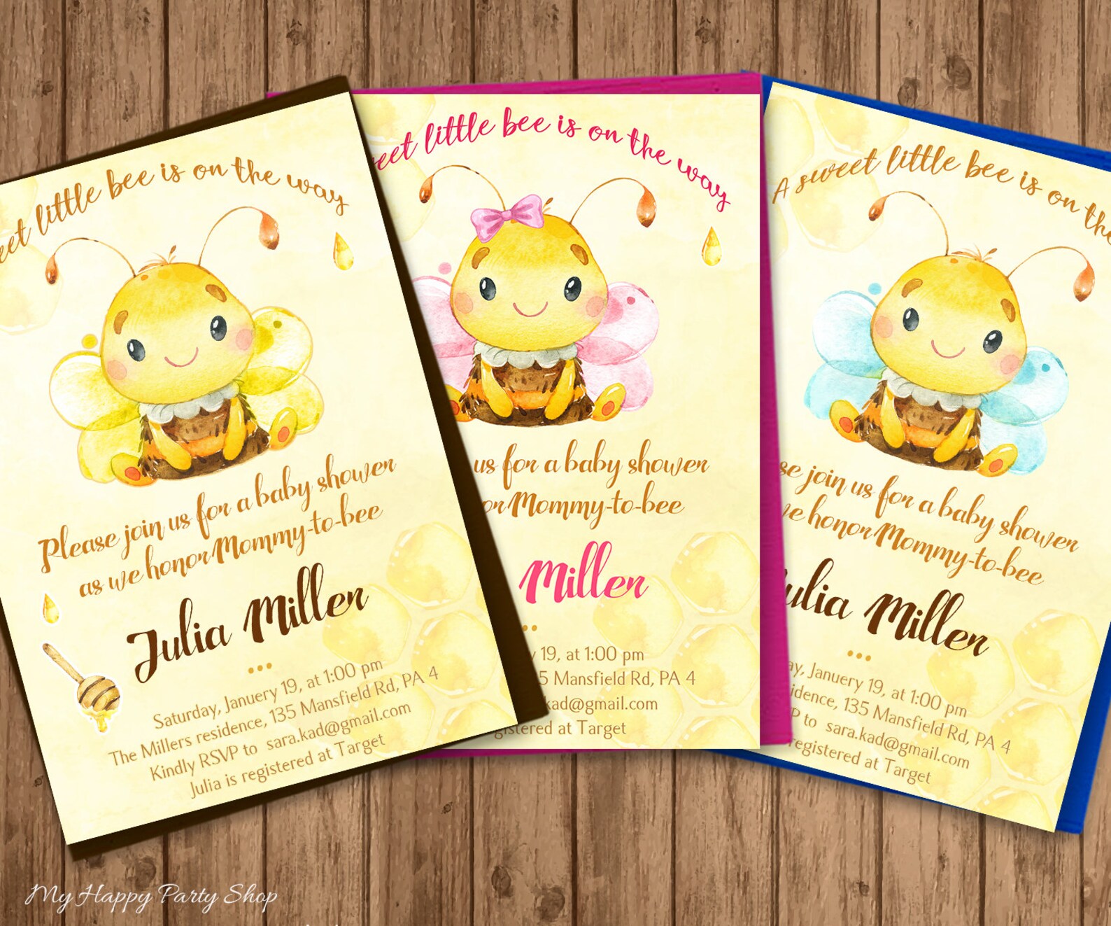Bee Baby Shower Invitation Set PRINTABLE Bee Theme Pink - Etsy