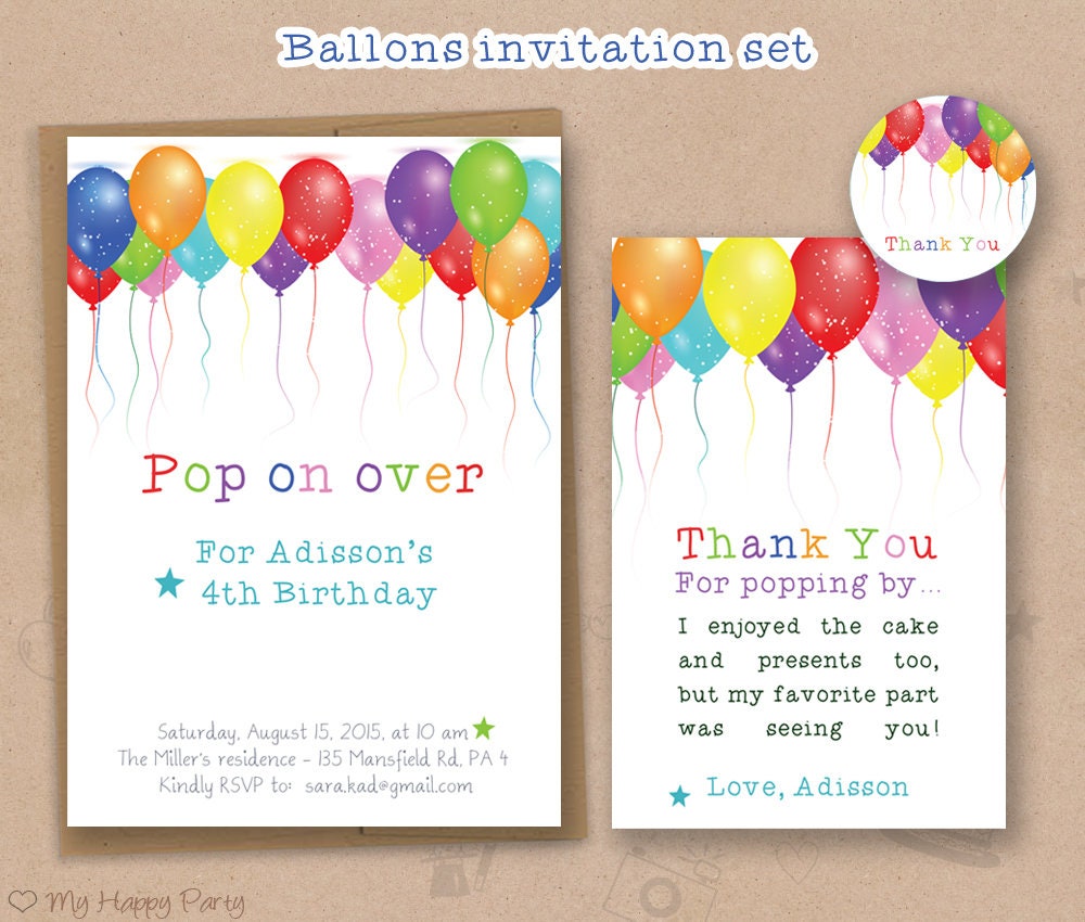 Balloons Favor Tags, PRINTABLE, Balloons Thank You Tags, Birthday ...