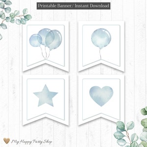 Welcome Baby Banner, PRINTABLE, Blue Baby Shower Banner, Baby Boy ...
