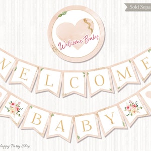 Welcome Home Banner, PRINTABLE, Pink Homecoming Banner, Blush Pink ...