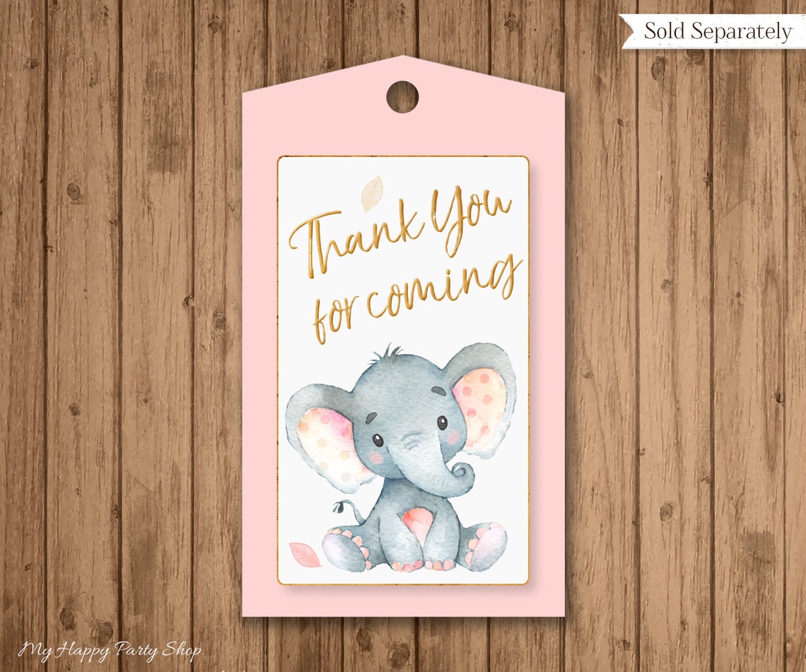 Elephant Theme Happy Birthday Party Banner PRINTABLE Pink - Etsy