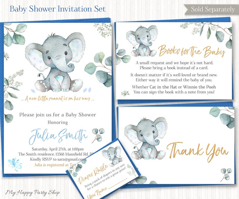 Elephant Baby Shower Banner PRINTABLE Blue Welcome Baby | Etsy