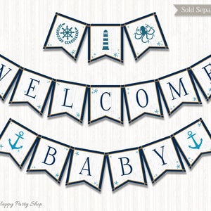 Happy Birthday Banner, PRINTABLE, Nautical Banner, Anchor Banner ...