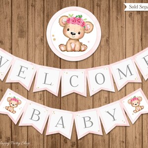 Pink Teddy Bear Baby Shower Cupcake Toppers, PRINTABLE, 2" Circles ...