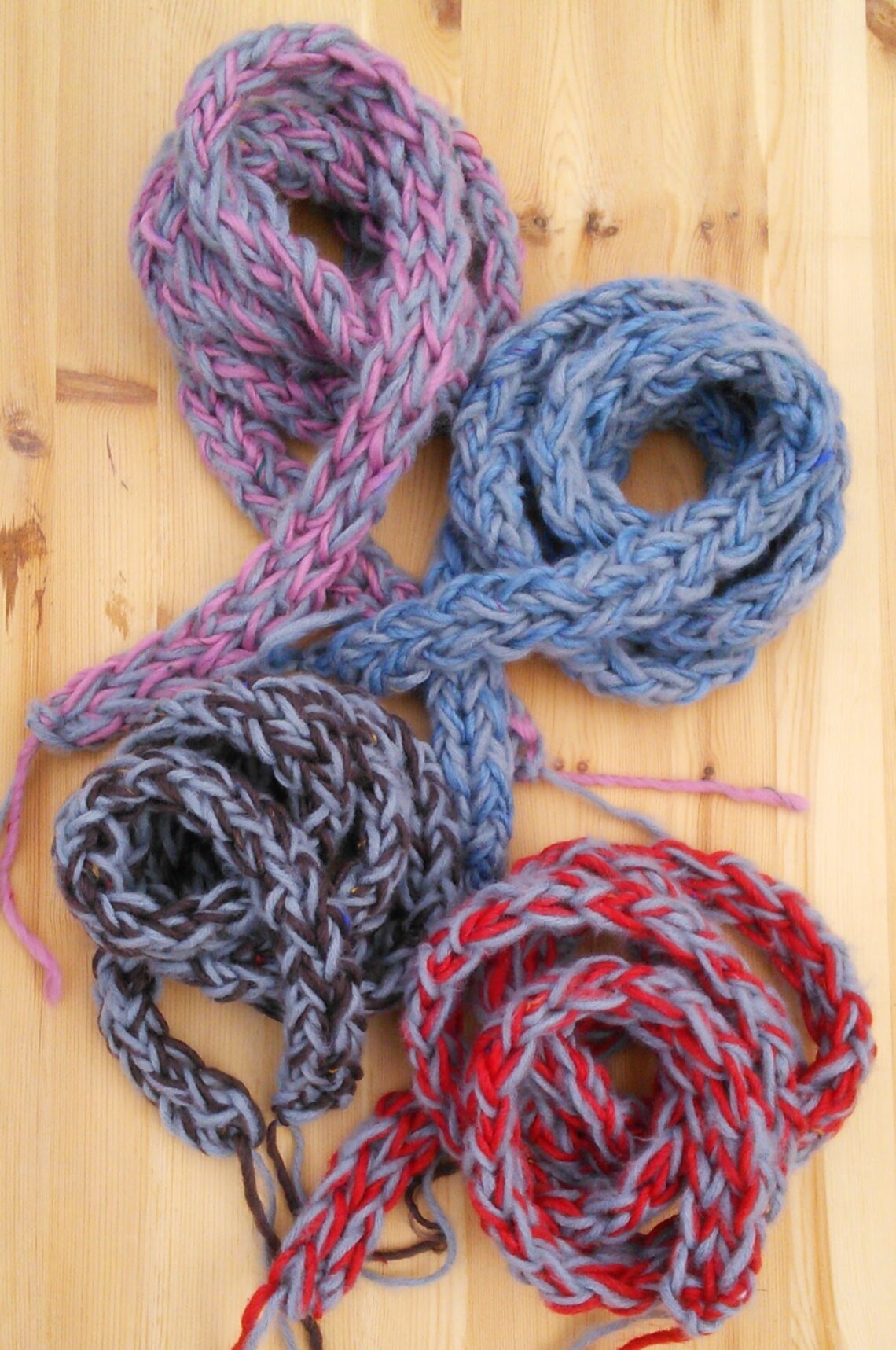 Chunky Spaghetti Scarf Long Skinny Wool Scarf finger knitted | Etsy