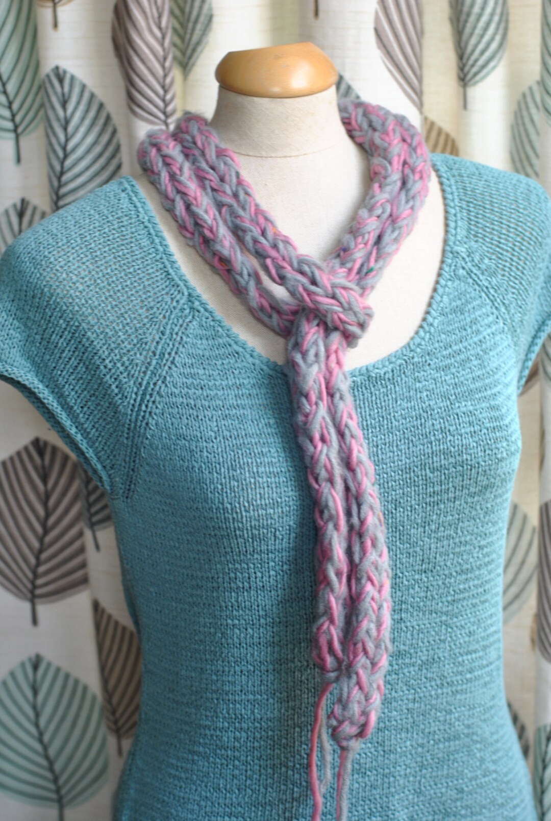 Chunky Spaghetti Scarf Long Skinny Wool Scarf Finger Knitted - Etsy