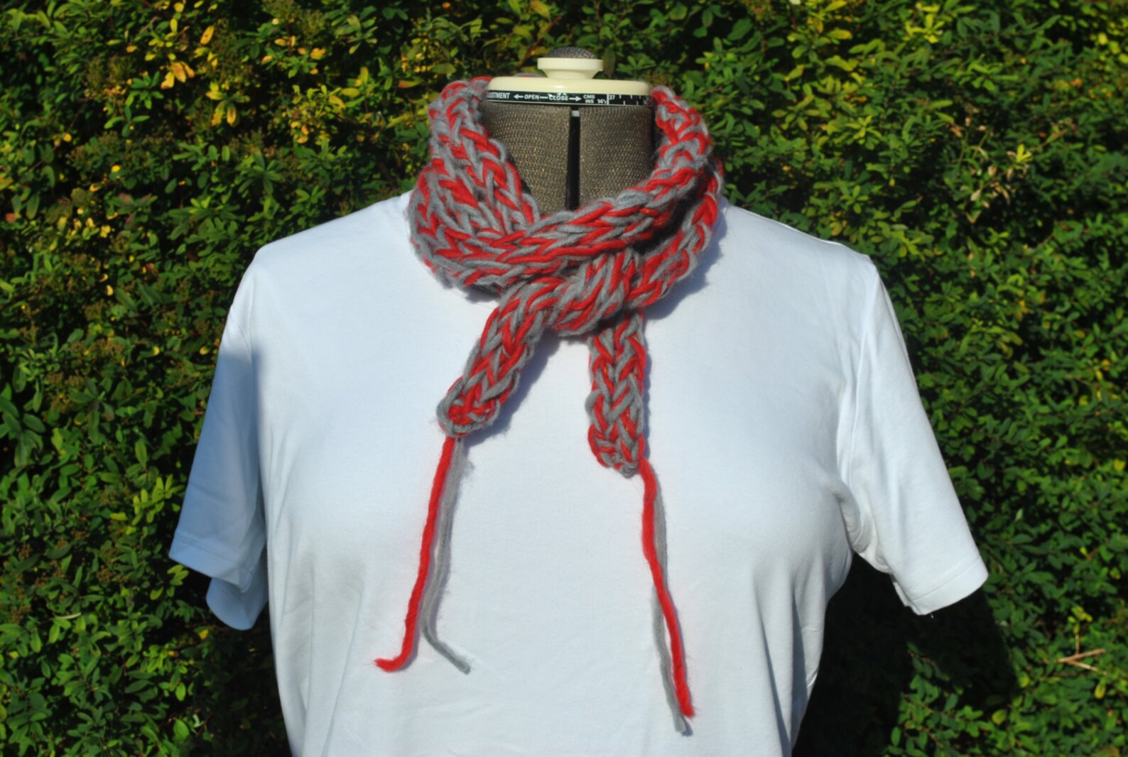 Chunky Spaghetti Scarf Long Skinny Wool Scarf finger knitted | Etsy