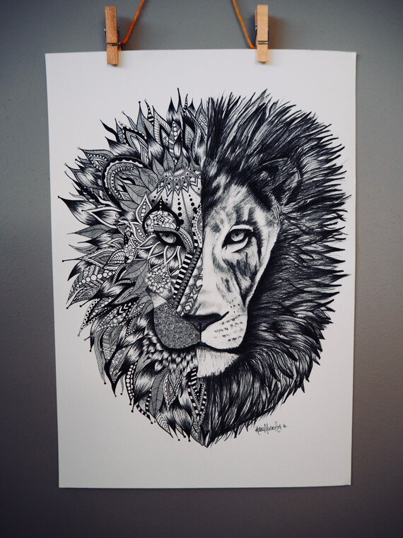 Lion Mandala N. (@enadenit) • Mandala Lion Zentangle Animal. León