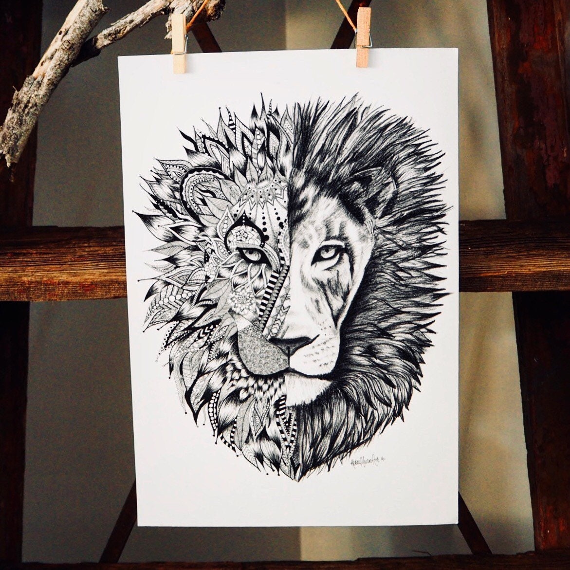 Estampado de mandala del león africano - Etsy México