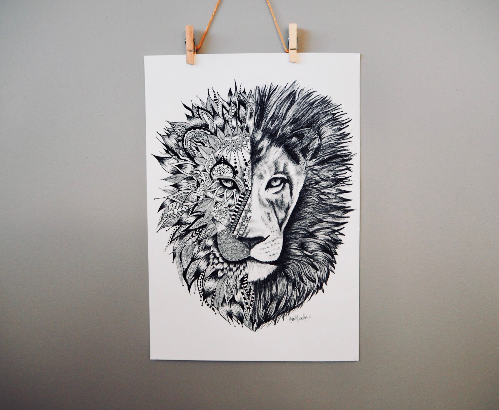 Estampado de mandala del león africano - Etsy México