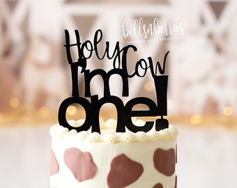 Cow Cake Topper, Pink Cow Birthday Cake Topper, Holy Cow I'm One Party ...