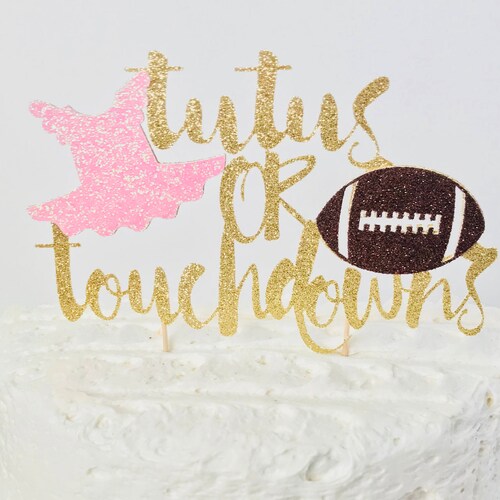 Tutus or Touchdowns Gender Reveal 3pc Cake Topper Set or | Etsy