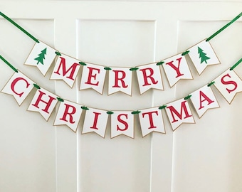 Merry christmas banner | Etsy
