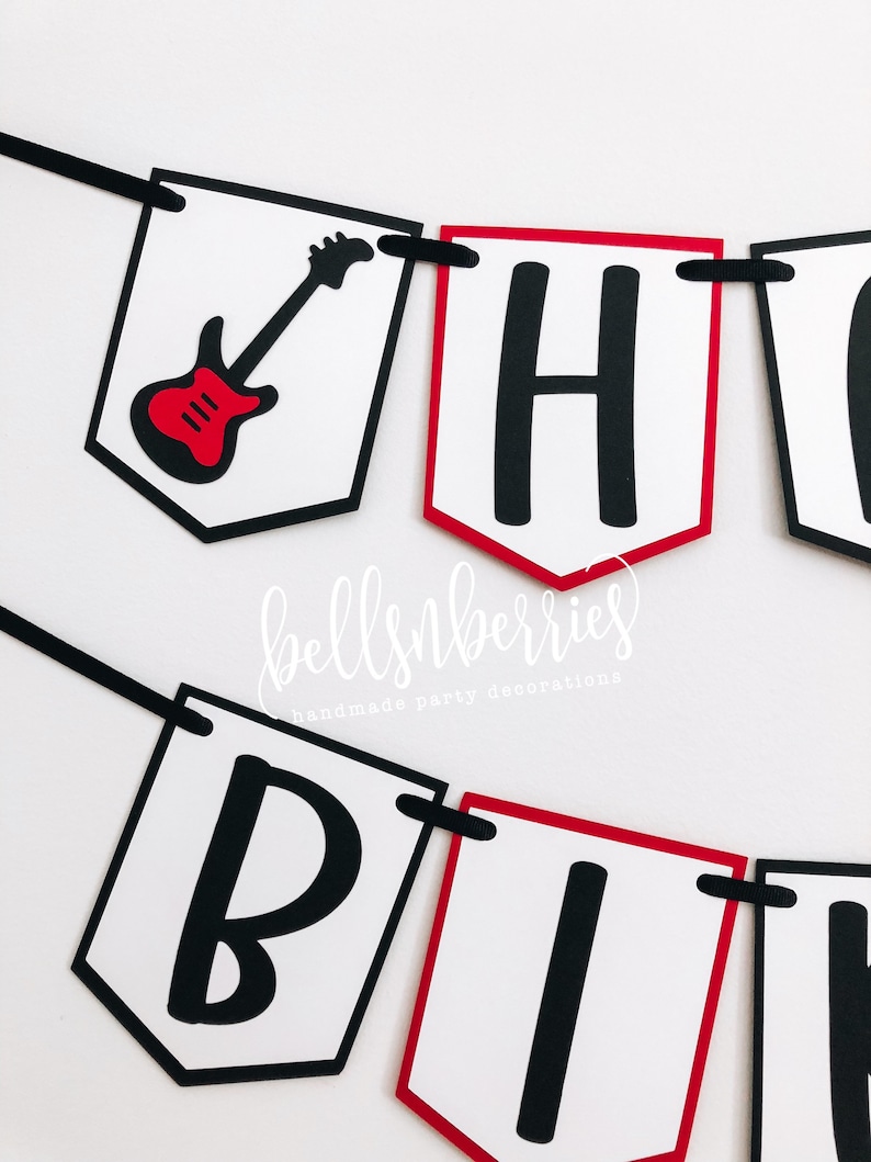 One Rocks Birthday Banner / Guitar Happy Birthday Banner / - Etsy