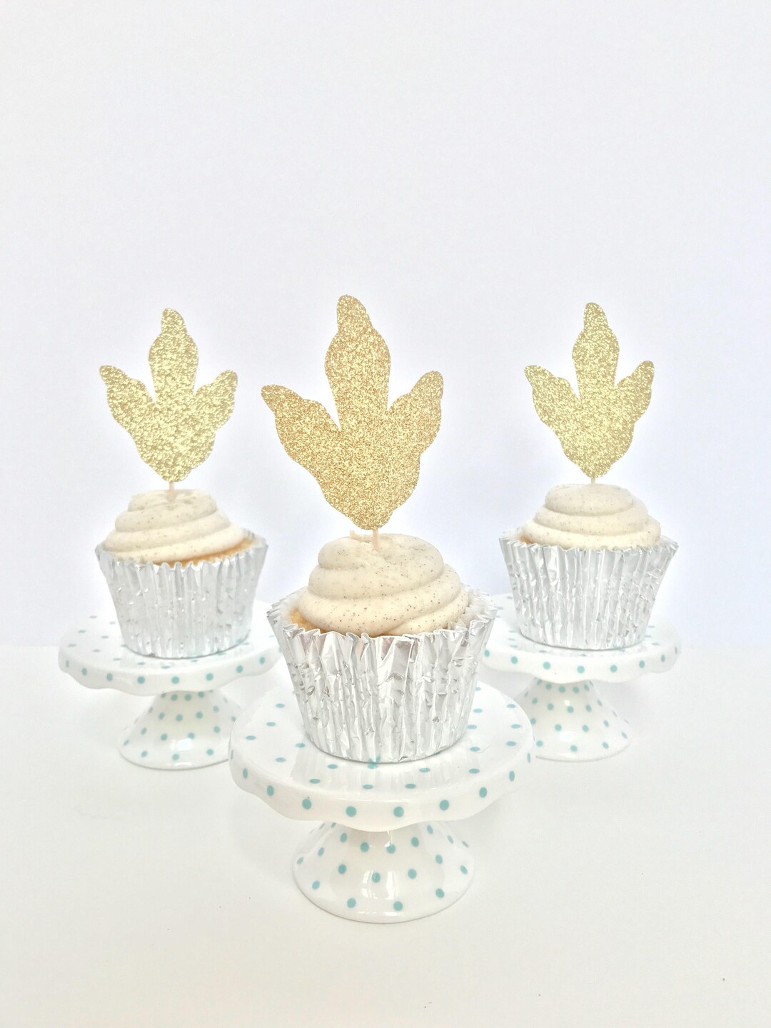 Dinosaur Footprint Cupcake Toppers: Glitter Dino Party Decor, Set of 12 ...