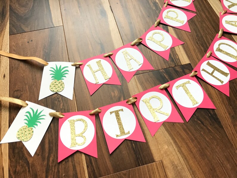 Pineapple Happy Birthday Banner/ Pineapple Birthday/ Pineapple - Etsy