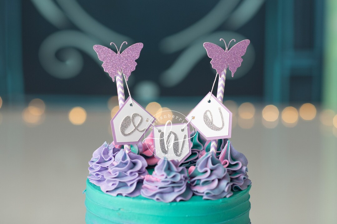Butterfly Cake Bunting Topper: Glitter Cardstock Cake Smash - Etsy