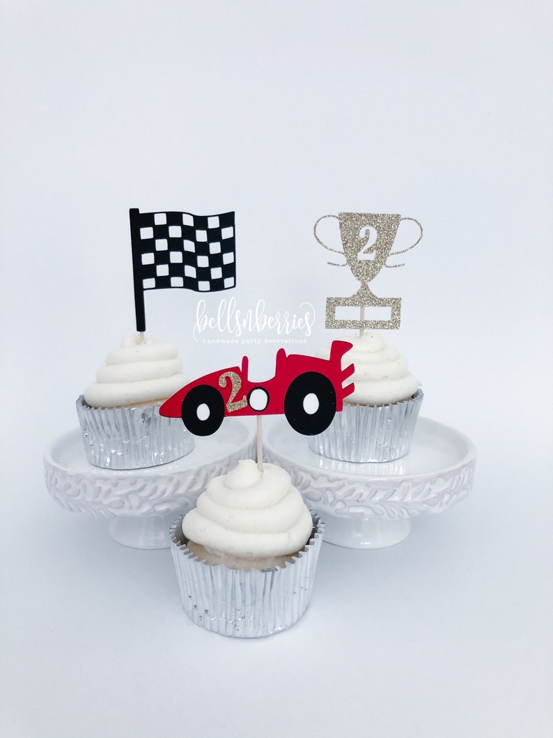 Race Car Cupcake Toppers / Racing Themed Birthday / Two Fast - Etsy