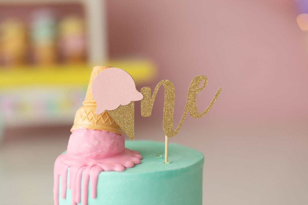 Ice Cream Age Cake Topper/ Ice Cream Cake Toppers/ Ice Cream Birthday ...