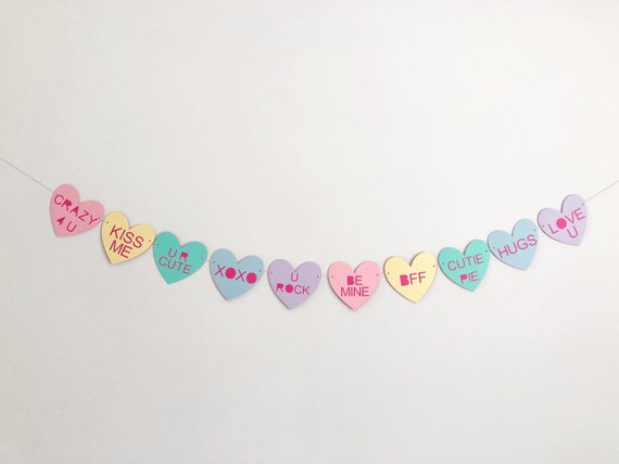 Conversation Heart Banner / Valentine's Day Decorations / | Etsy