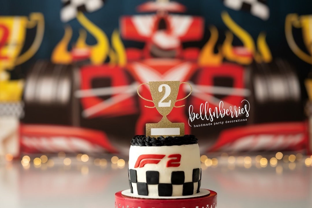 Racing Trophy Cake Topper: Glitter Finish Line Birthday Decor - Etsy