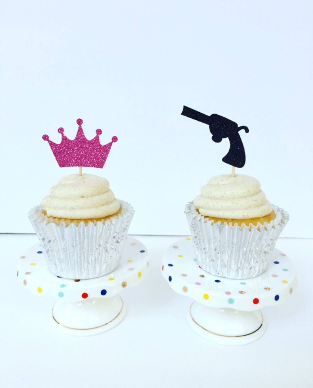 Guns or Glitter Cupcake Toppers / Gender Reveal Cake Topper / Set of 12 ...