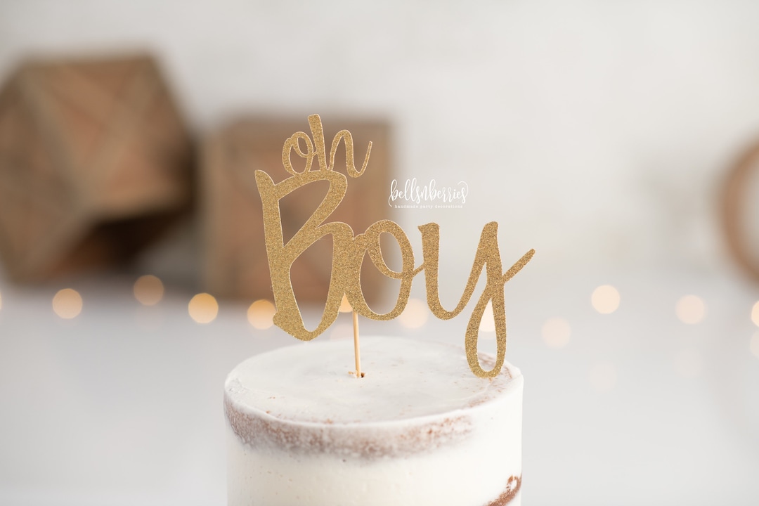 Oh Boy Cake Topper: Glitter Baby Shower Decoration - Etsy