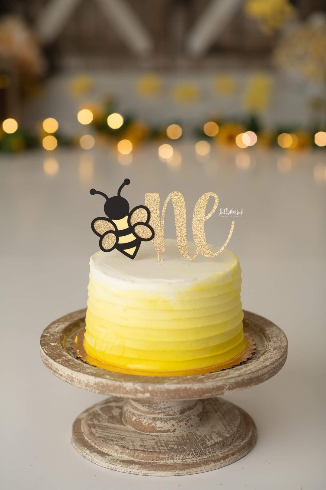 Bumble Bee First Birthday Cake Topper: Glitter Card Stock - Etsy