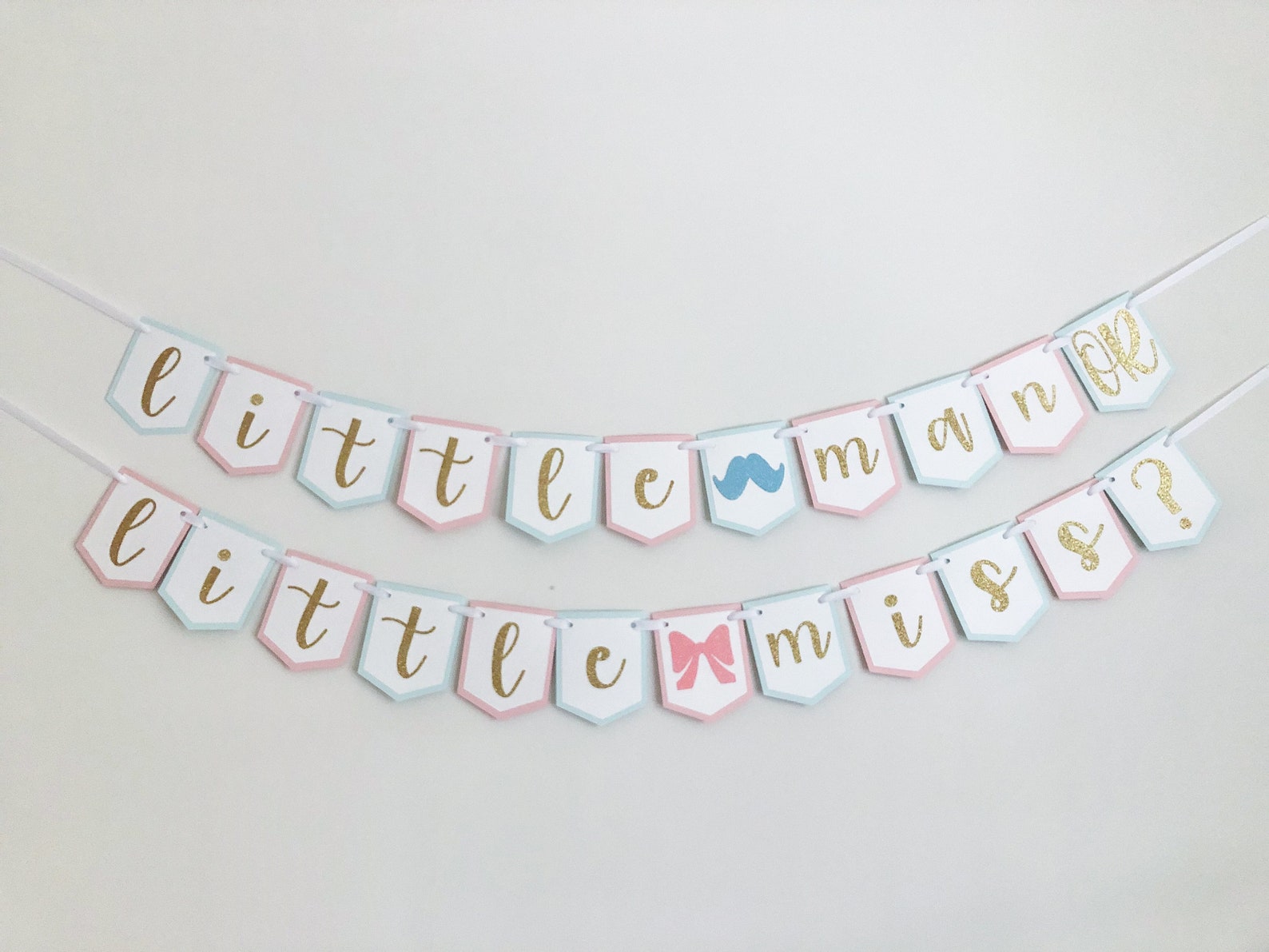 Little Man or Little Miss Banner / Gender Reveal Banner / - Etsy