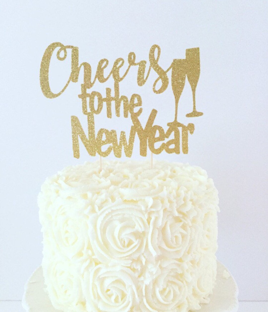 Cheers to the New Year Cake Topper: Glitter Holiday Party Decor - Etsy