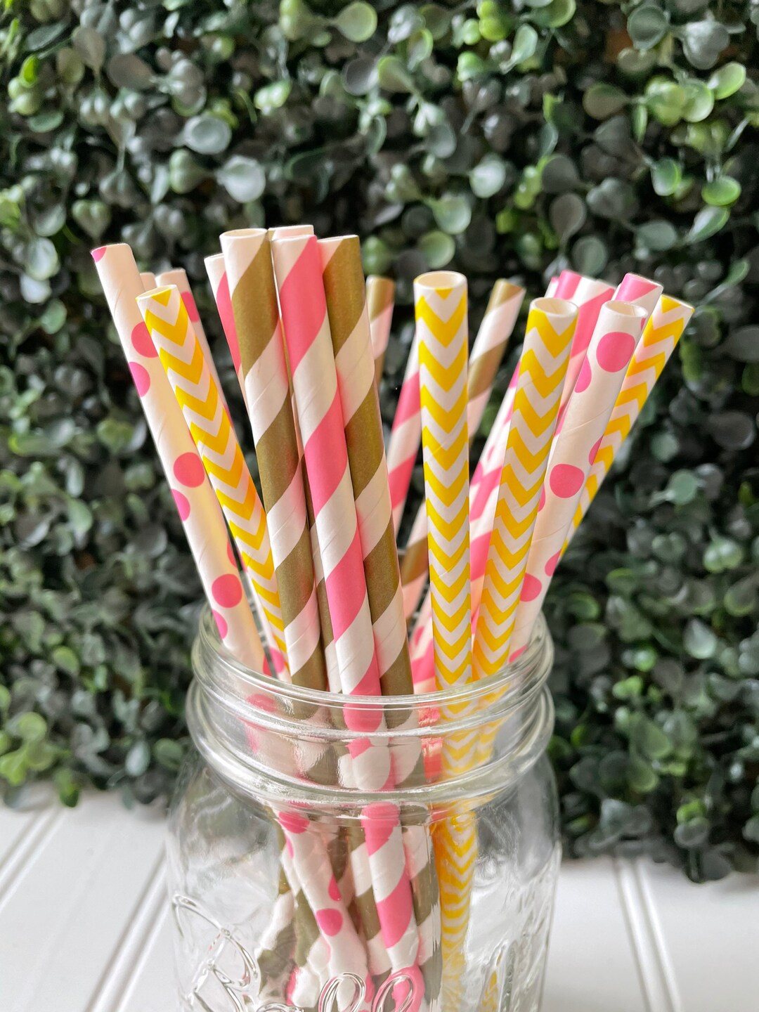 Pink Lemonade Paper Straws/ Set of 25 - Etsy