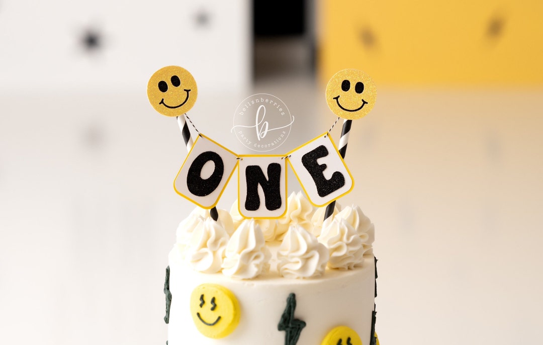 Smiley Face "one" Cake Bunting Topper: First Birthday - Etsy