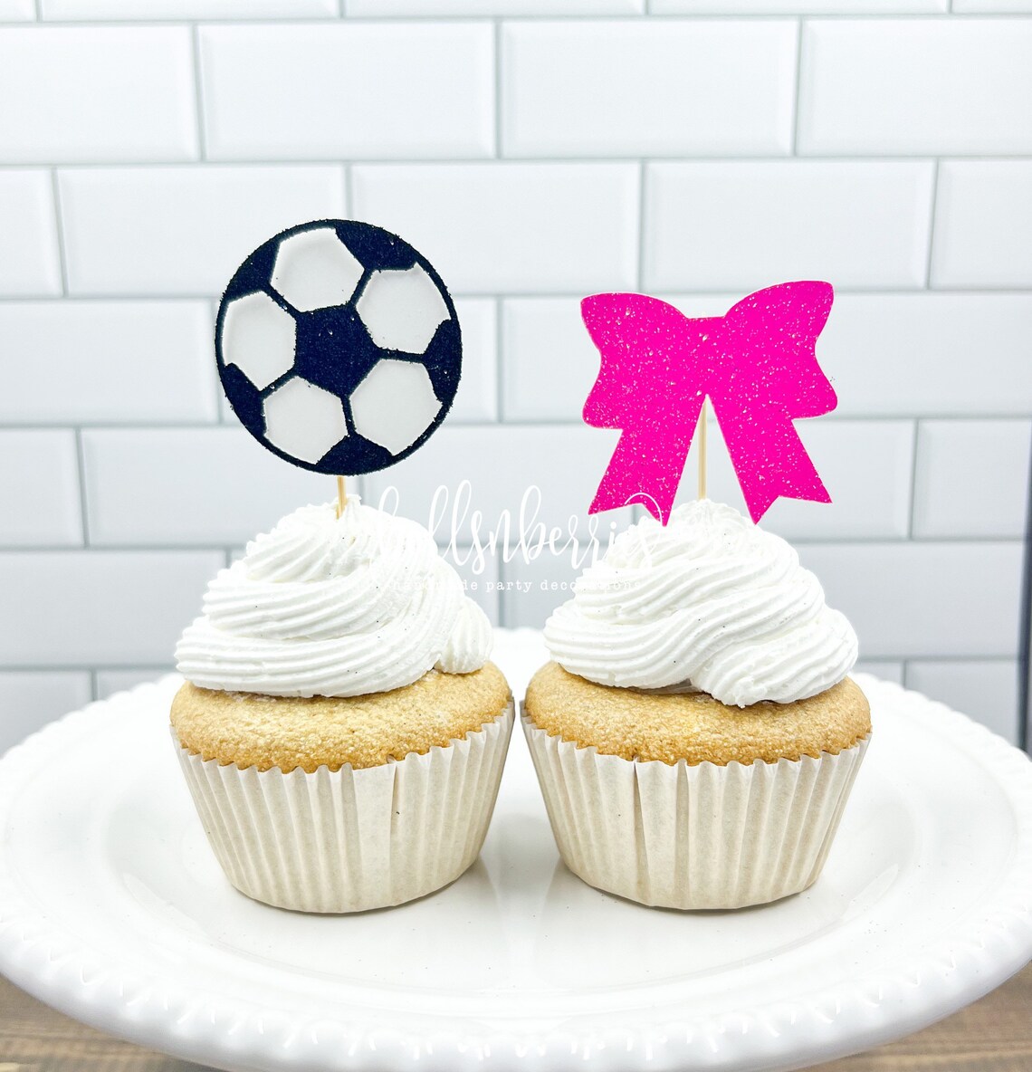 Goals or Bows Cupcake Toppers/ Soccer Cupcake Topper/ Gender - Etsy