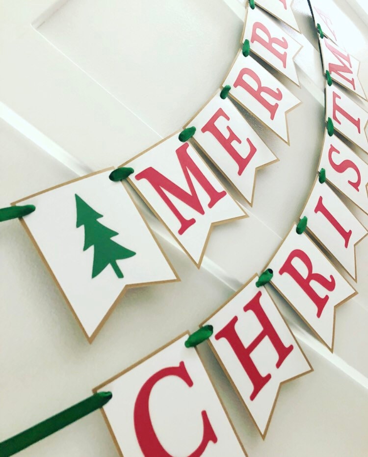 Merry Christmas Banner / Rustic Christmas Banner / Farmhouse | Etsy