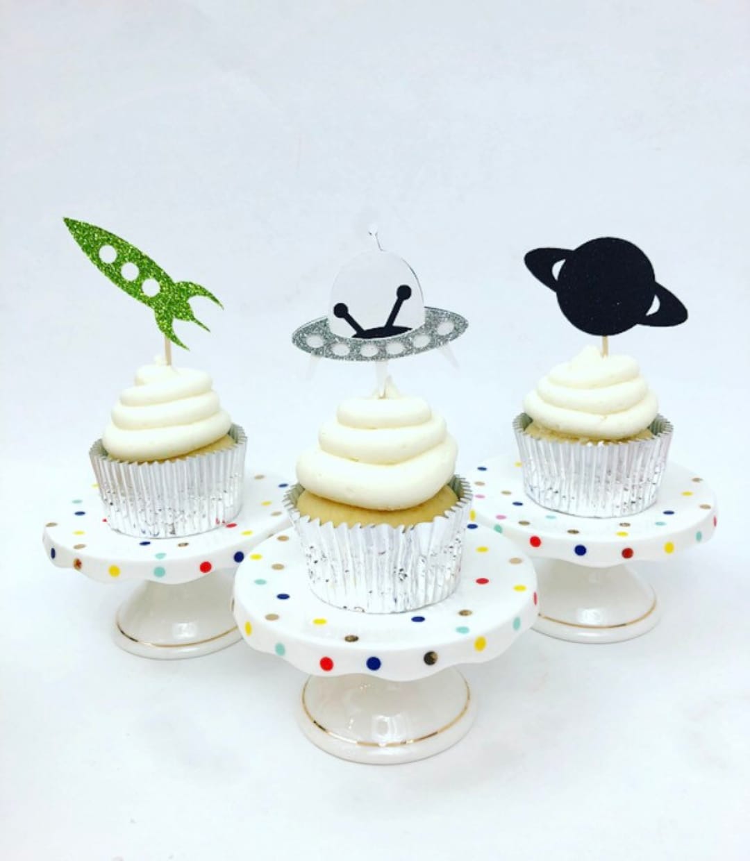 Out of This World Cupcake Topper / Outer Space Birthday Party / Set of ...