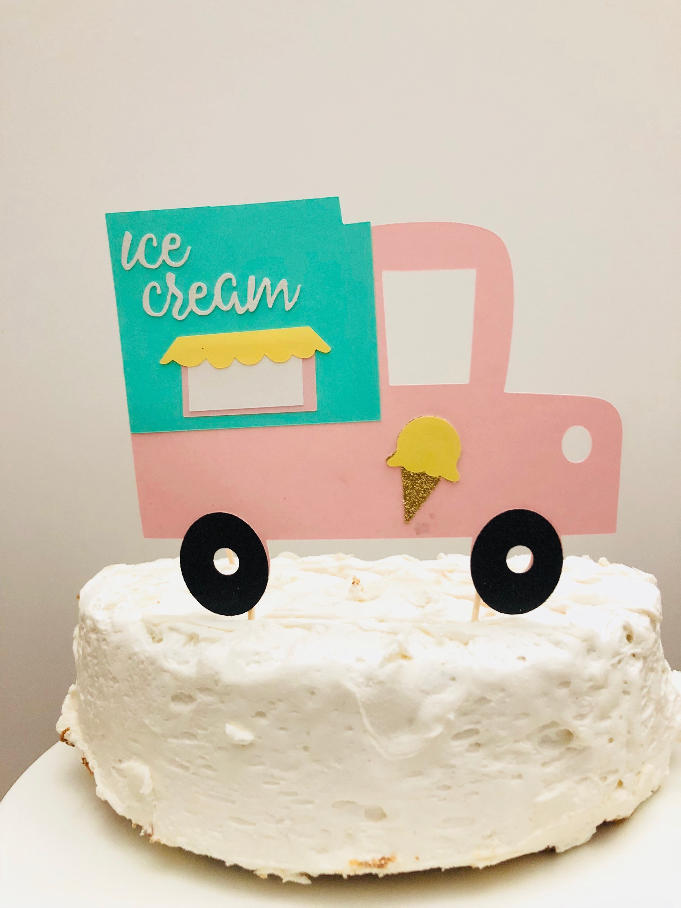 Ice Cream Truck Cake Topper: Glitter Birthday Party Decoration - Etsy