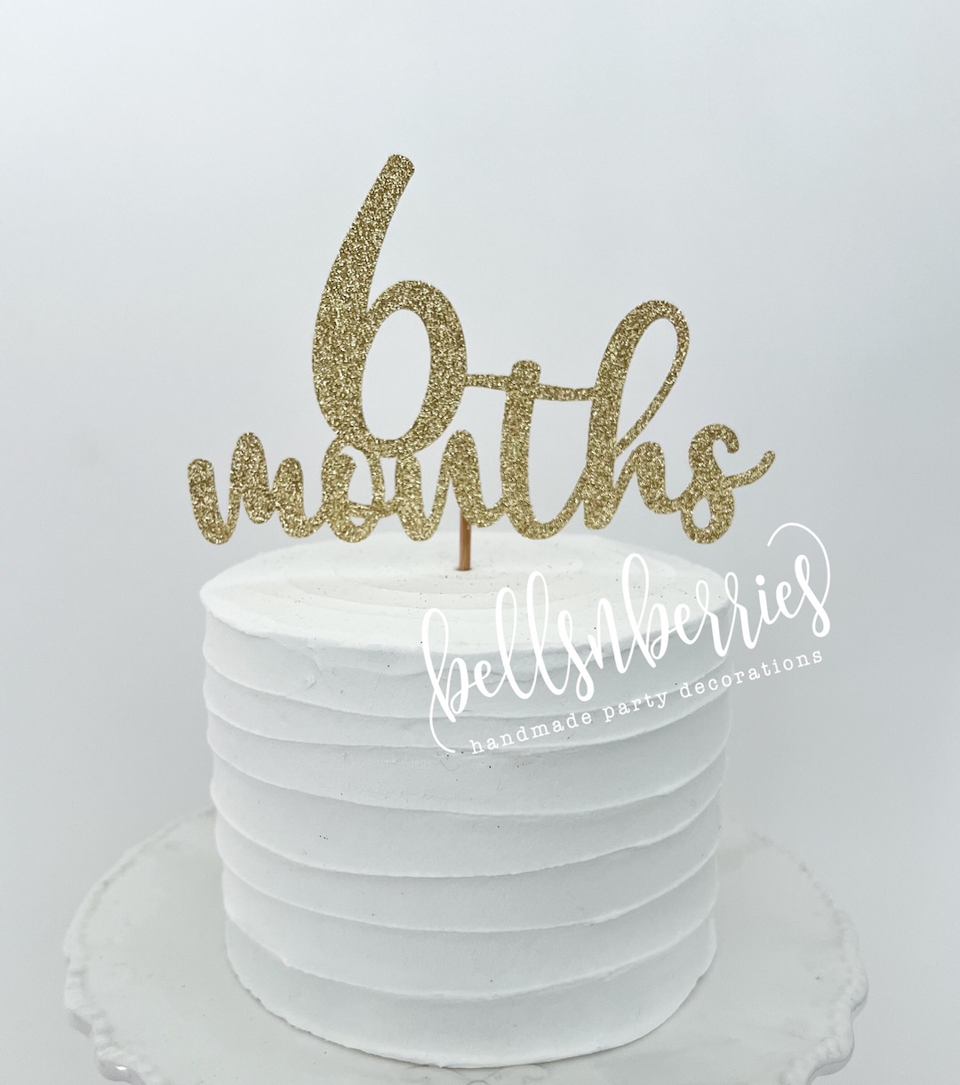 6 Month Cake Topper: Gold Glitter Half Birthday Decoration - Etsy