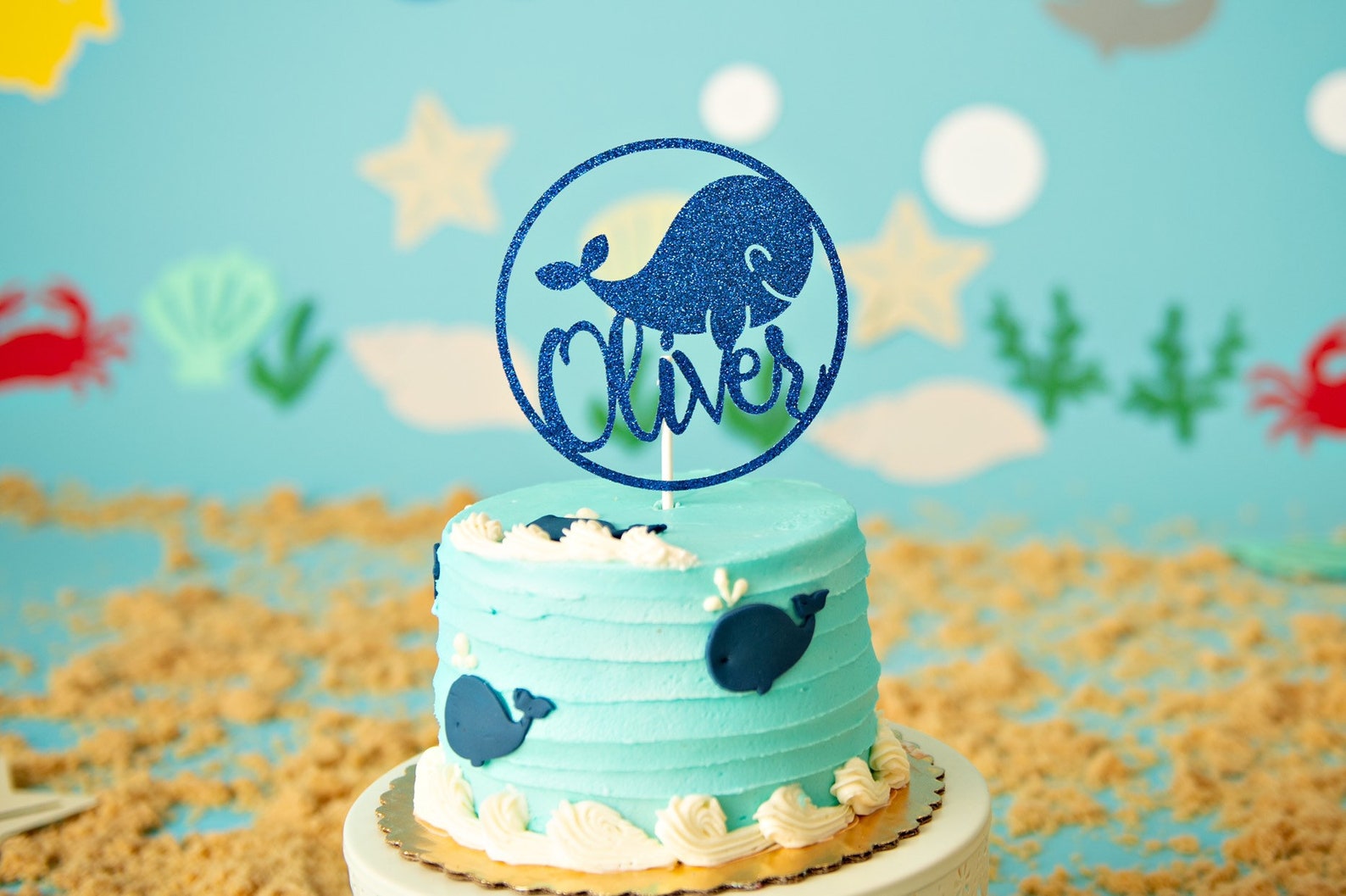 Whale Cake Topper/ Personalized Whale Cake topper | Etsy