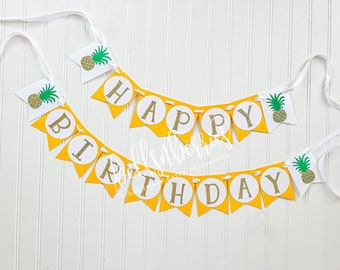 Pineapple Happy Birthday Banner - Etsy
