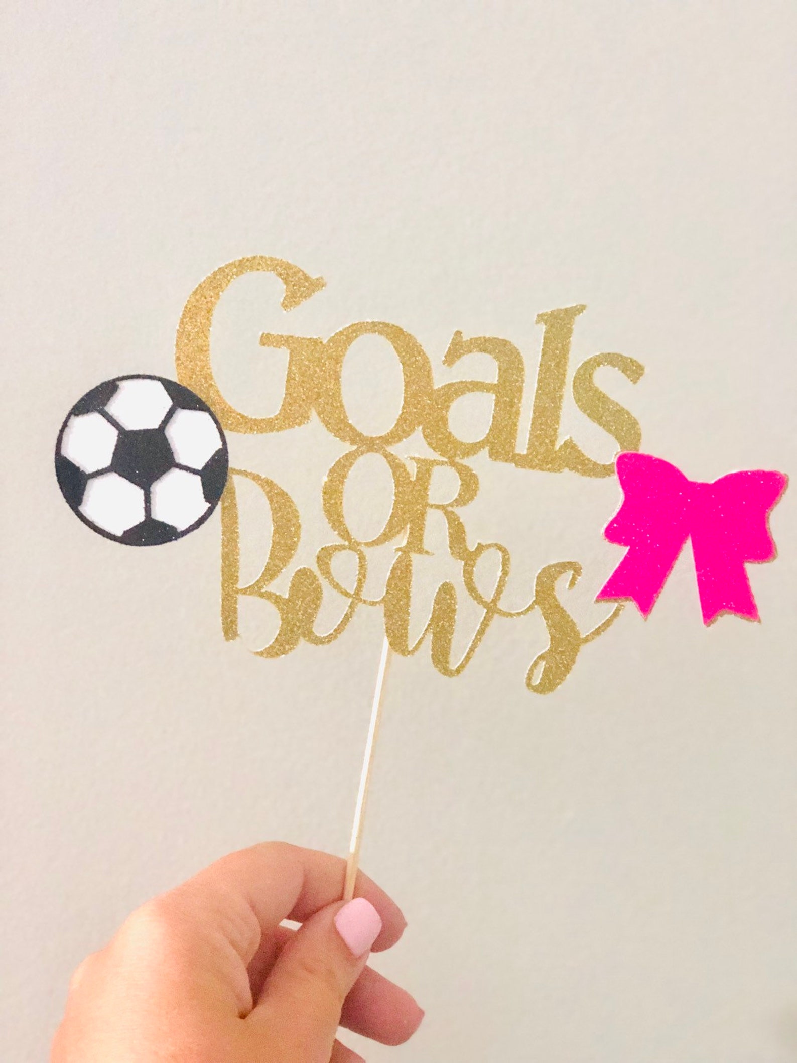 Goals or Bows Cake Topper/ Soccer Cake Topper/ Gender Reveal | Etsy