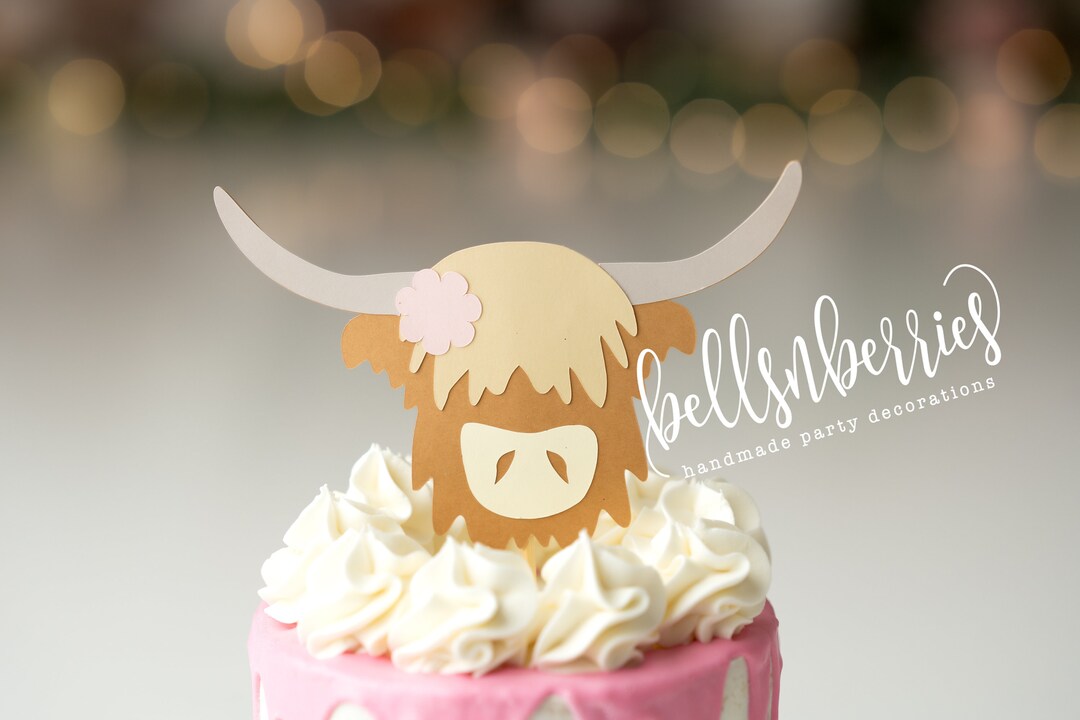 Highland Cow Cake Topper / Barnyard Smash Cake Topper / Cow Cake Topper ...