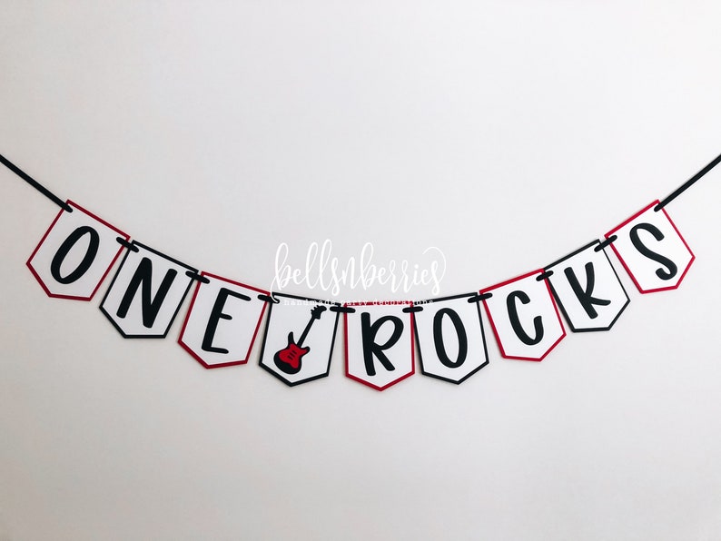 One Rocks Banner / Guitar Happy Birthday Banner / Rock Party / - Etsy