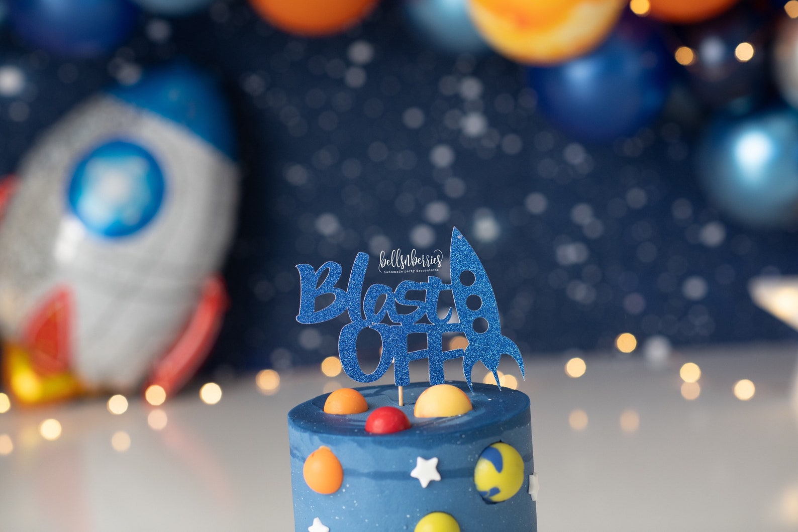 Blast off Cake Topper / Outer Space Party / Birthday Cake | Etsy