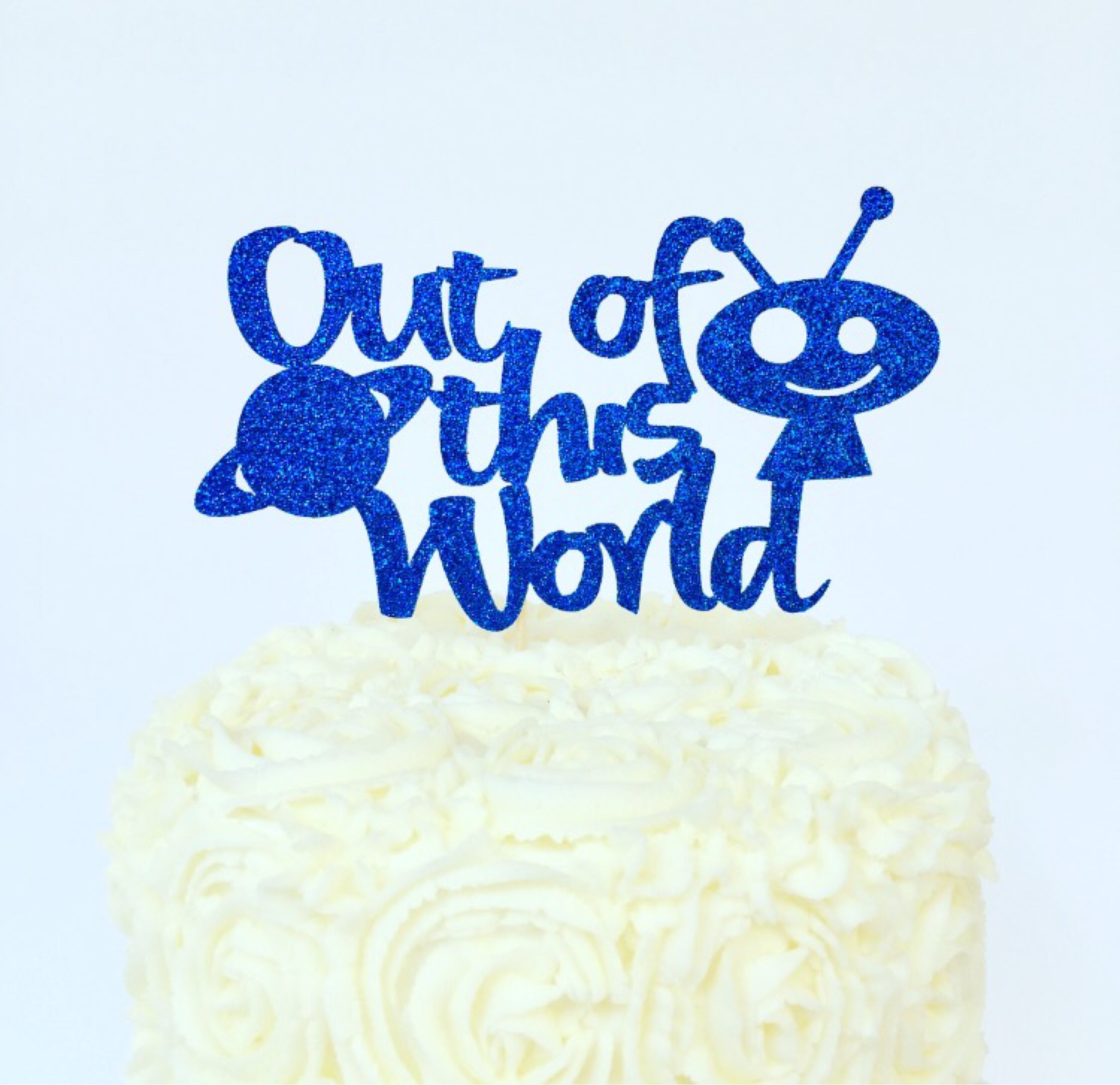 Out of This World Glitter Cake Topper: Space Birthday Party - Etsy
